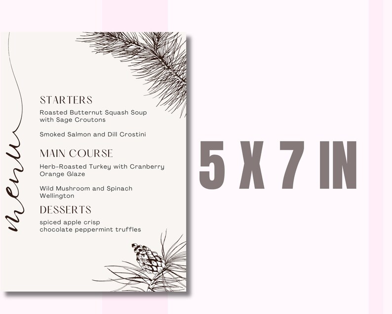 Christmas Printable Menu | Minimalist Holiday Menu Card | Canva ...