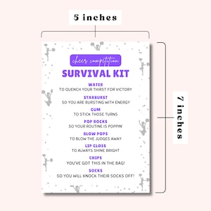 Cheer Competition Survival Kit Printable | Purple | Printable Cheer ...