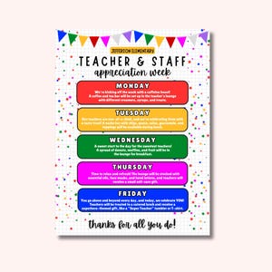 Editable Teacher Appreciation Week Flyer | Itinerary | Daily Theme ...