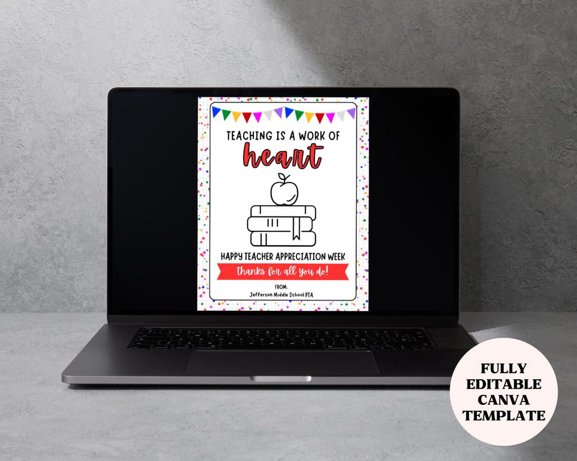 Editable Teacher Appreciation Sign: Canva Template (digital Download ...