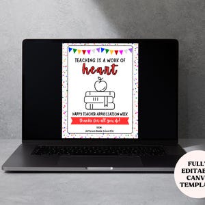 Editable Teacher Appreciation Sign: Canva Template (digital Download ...