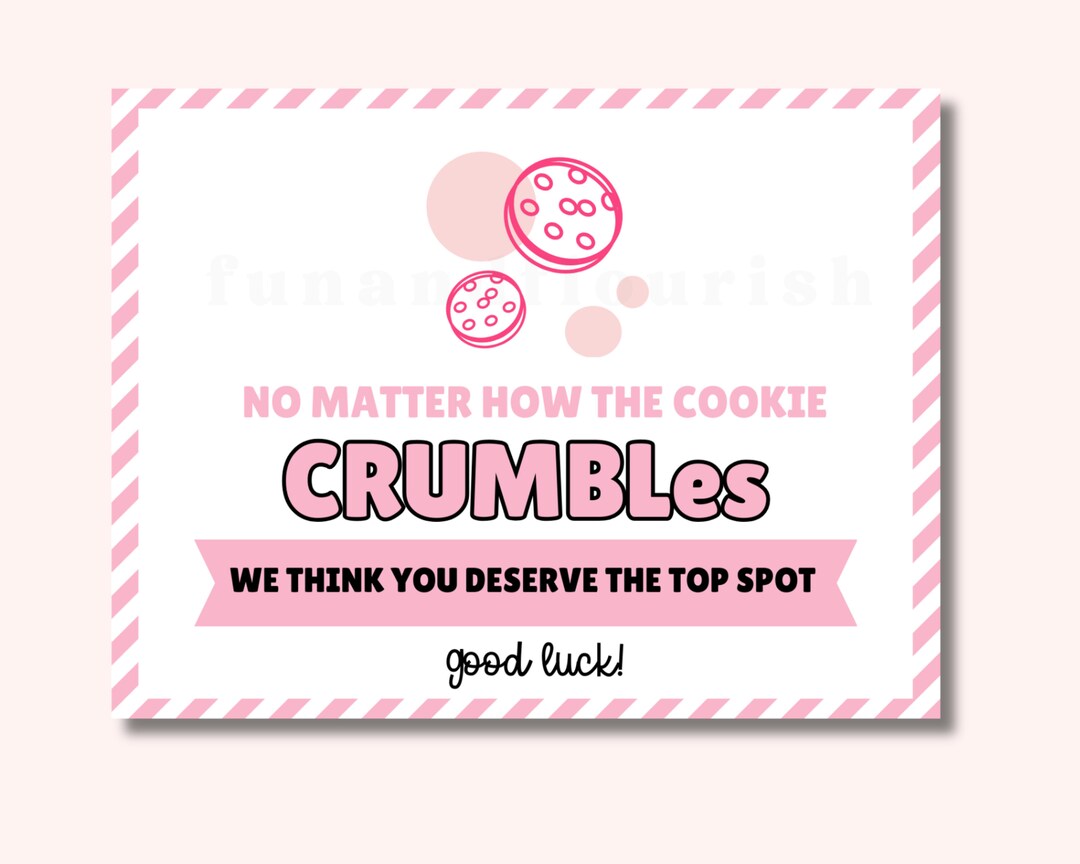 Cheer Cookie Crumble Tag, Cheerleading Gift Tag, No Matter How the ...