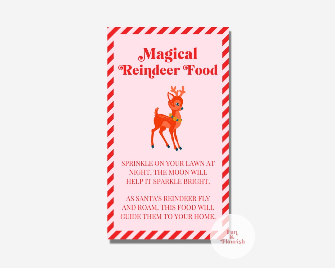 Magical Reindeer Food Tag | Kids Christmas Tag | Reindeer Food Label ...