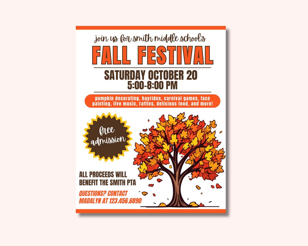 Editable Fall Festival Flyer Template: PTA School Event Printable ...