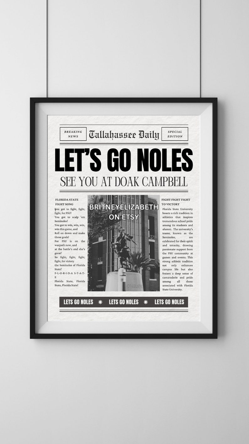 Florida State University Newspaper Print - FSU Print - Go Noles Print ...