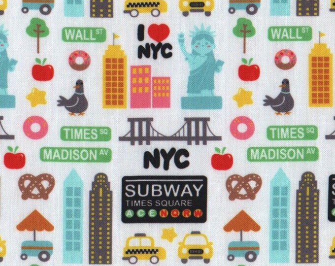 New York Fabric FQ, New York Minute Cotton Fat Quarter, Icons Print ...