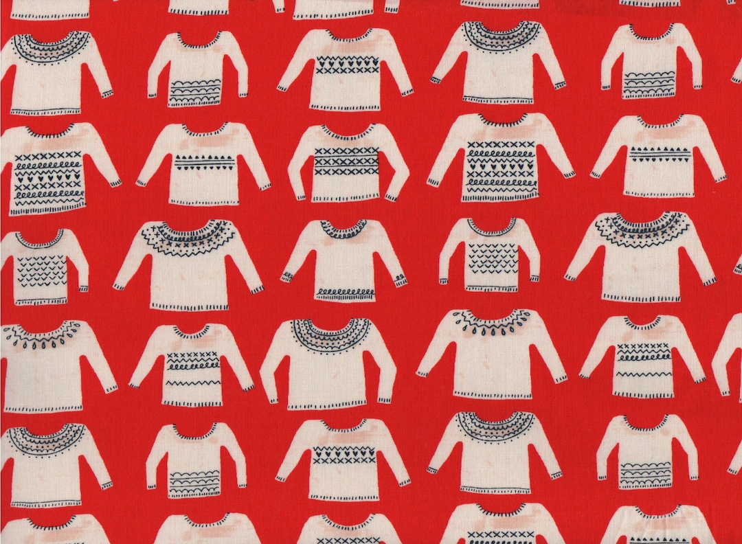 Christmas Jumper Fabric FQ, Ruby Star Society Cotton Fat Quarter, Fire ...