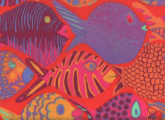 Kaffe Fassett Fabric FQ Red Fish Fat Quarter Shoal Cotton - Etsy