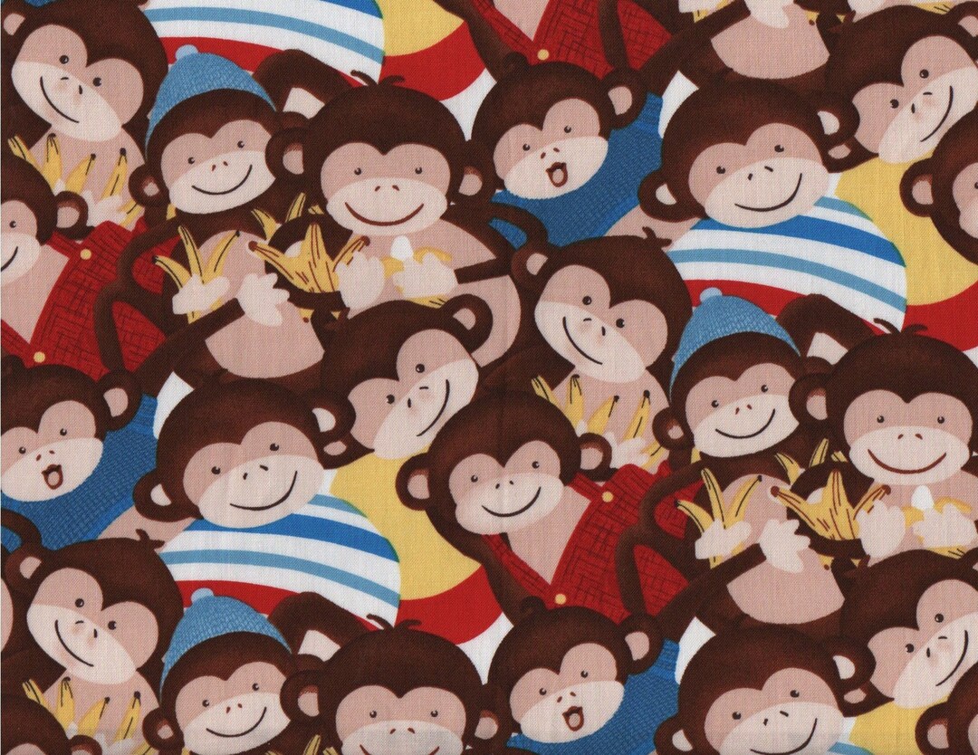 Monkey Fabric FQ, Monkey Business Cotton Fat Quarter, Pile of Monkeys ...