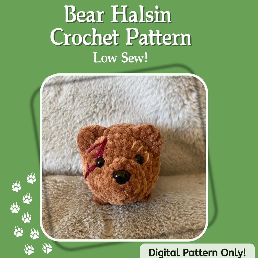 Crochet Pattern Low Sew Mini Bear Halsin | PDF Amigurumi Pattern ...