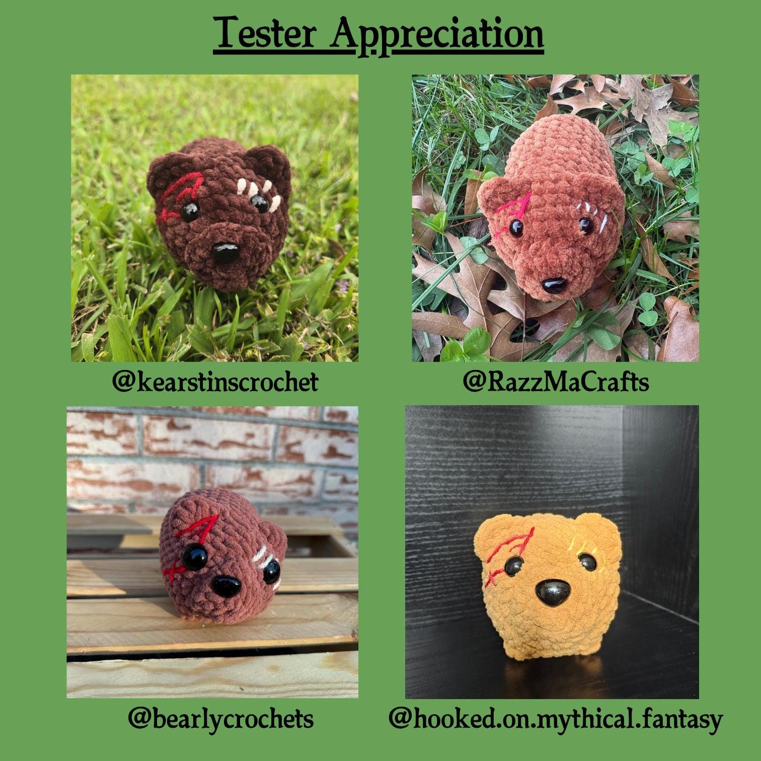 Crochet Pattern Low Sew Mini Bear Halsin | PDF Amigurumi Pattern ...