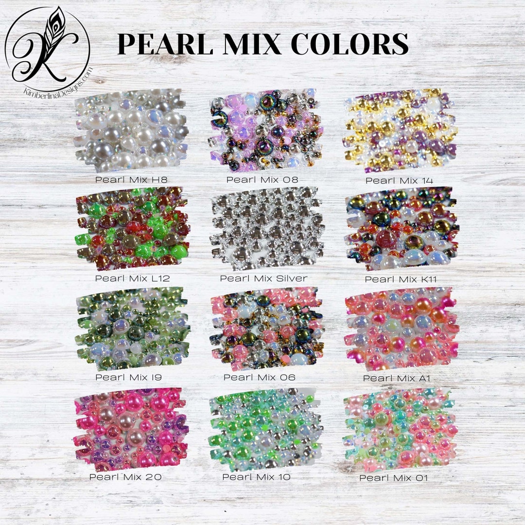 30g Pearls & Rhinestone Mix Non-hotfix DIY Flatback Pearls Mix, Sizes ...