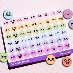 54 Circle Mood Tracker Sticker Sheet emotion Reaction Stickers,journal ...