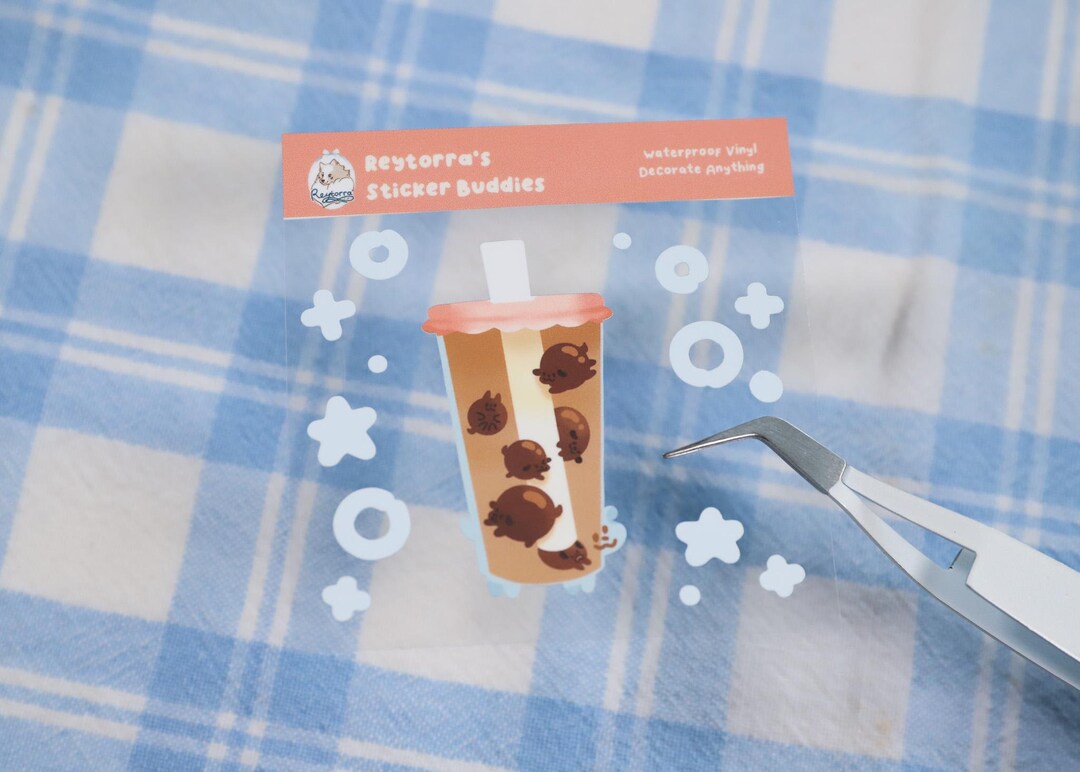 Bubble Tea Dog Sticker Milk Tea Dog, Vinyl Waterproof Stickers, Water ...