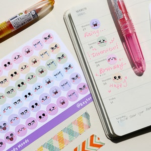 54 Circle Mood Tracker Sticker Sheet emotion Reaction Stickers,journal ...