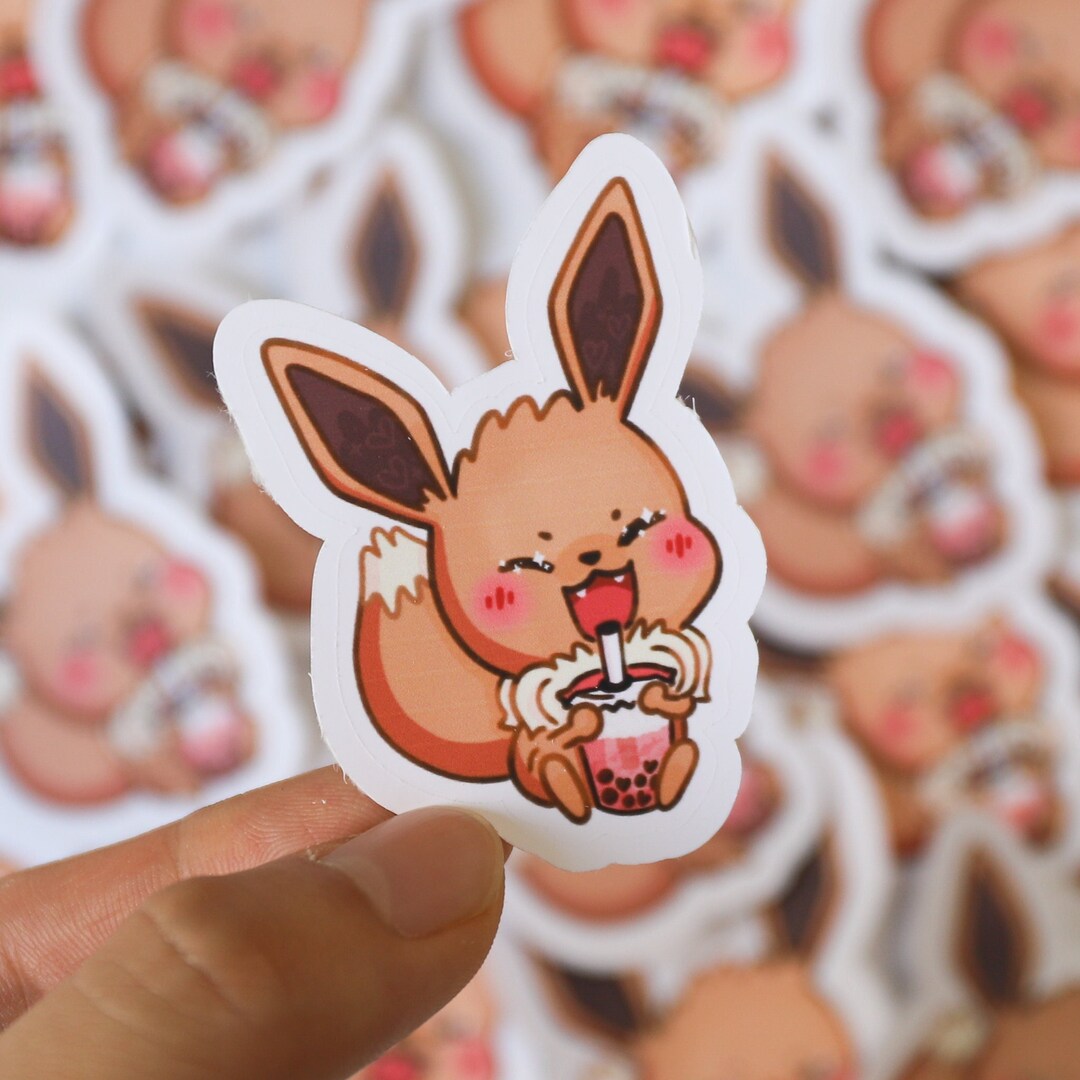 Eevee Bubble Tea Sticker Cute Pokemon Sticker, Bubble Tea, Journal ...