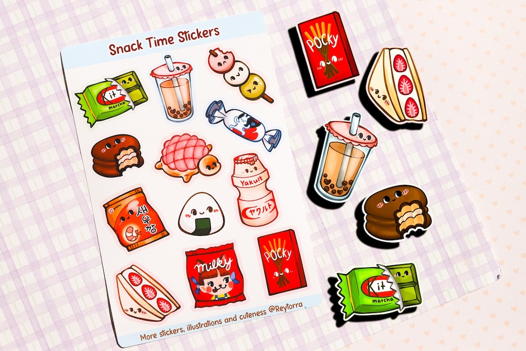Asian Snacks Sticker Sheet Kawaii Food Stickers Cute - Etsy