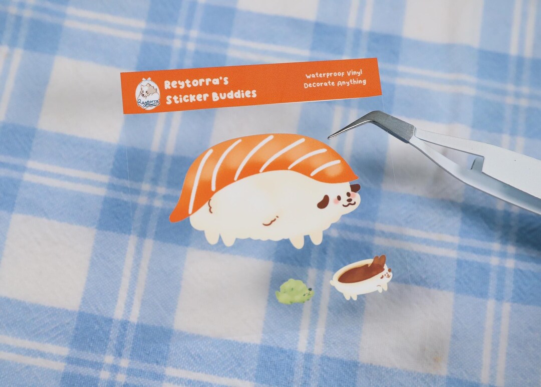 Salmon Sushi Dog Sticker Puppy Sticker, Food Sticker, Cute Animal ...