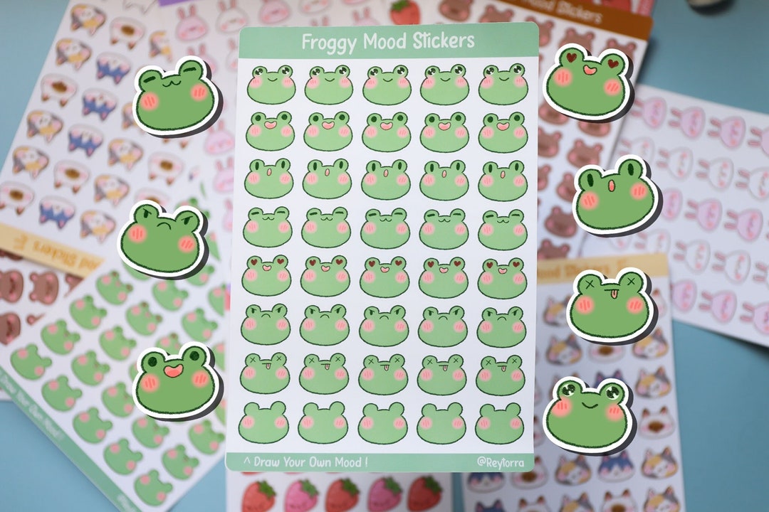 Frog Mood Sticker Sheet Froggy, Mood Tracker Stickers, Planner Stickers ...