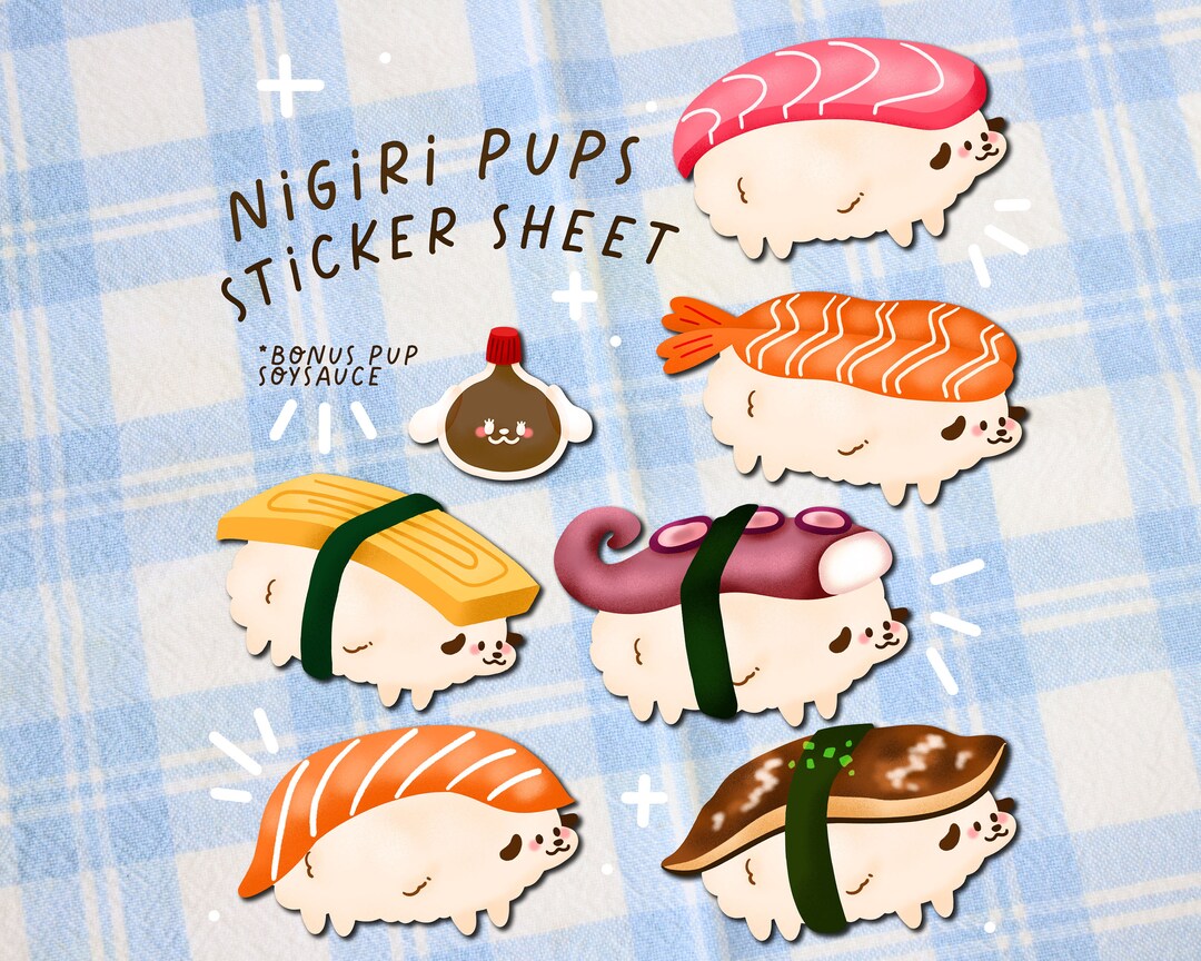 Sushi Dog Stickers Nigiri Sushi Pups, Japanese Cute Food, Decorative ...