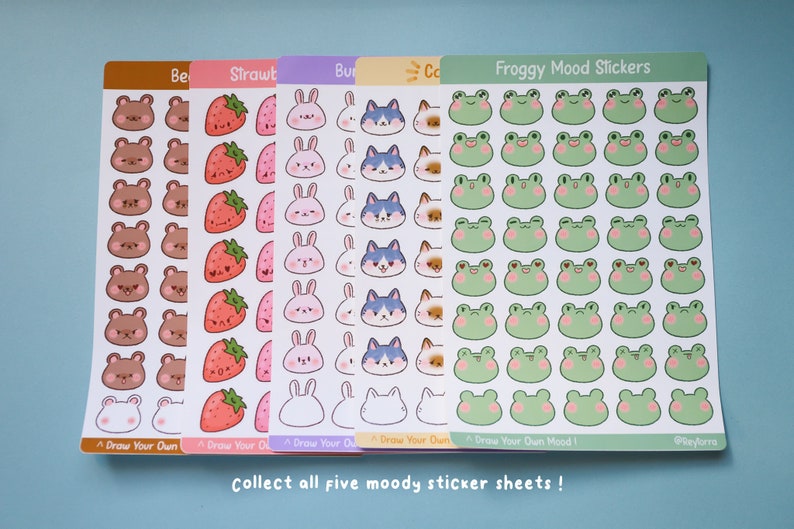 Cat Moods Sticker Sheet Mood Tracker Sticker Sheet Cute - Etsy