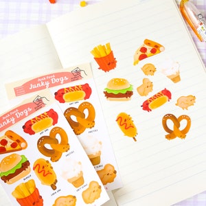 Junk Food Dog Sticker Sheet Fried Food, Cute Food, Fast Food, Snack ...