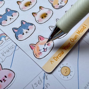 Cat Moods Sticker Sheet Mood Tracker Sticker Sheet, Cute Planner ...
