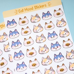 Cat Moods Sticker Sheet Mood Tracker Sticker Sheet, Cute Planner ...