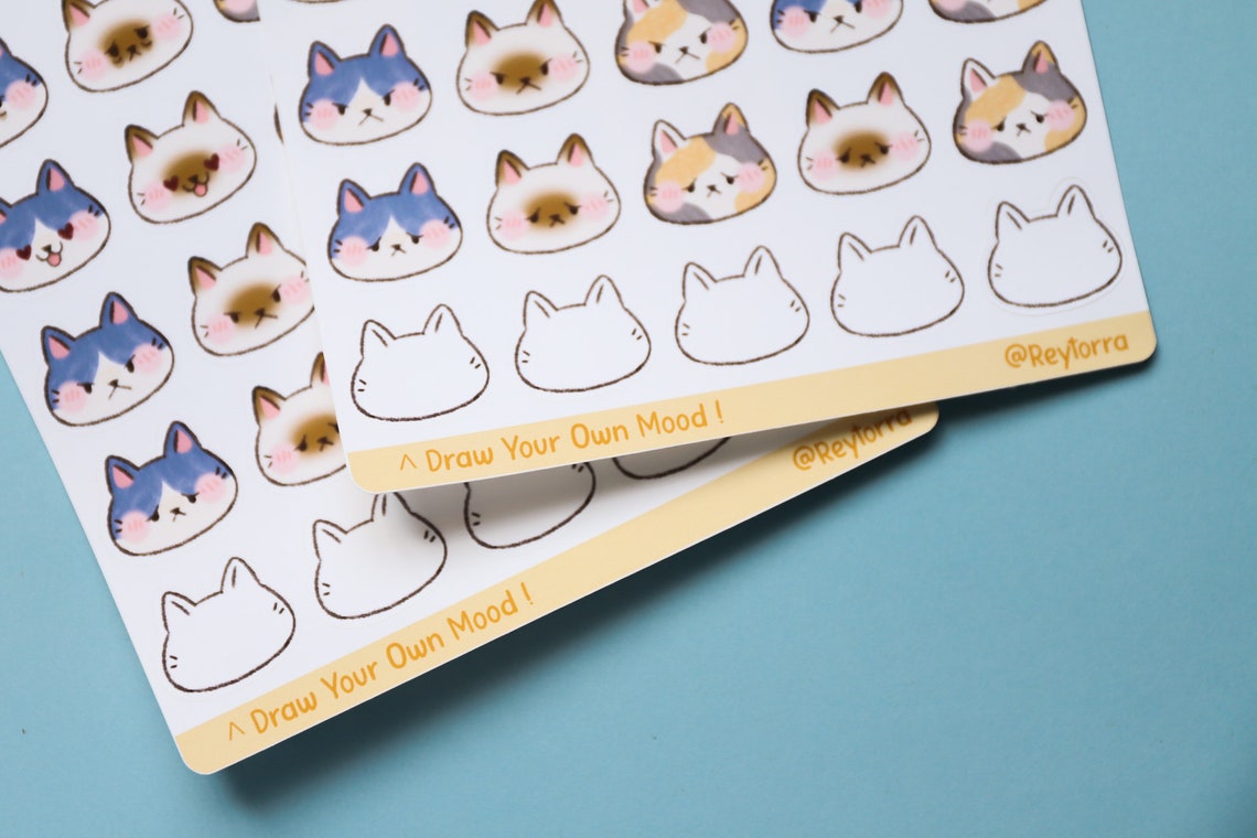Cat Moods Sticker Sheet Mood Tracker Sticker Sheet Cute - Etsy