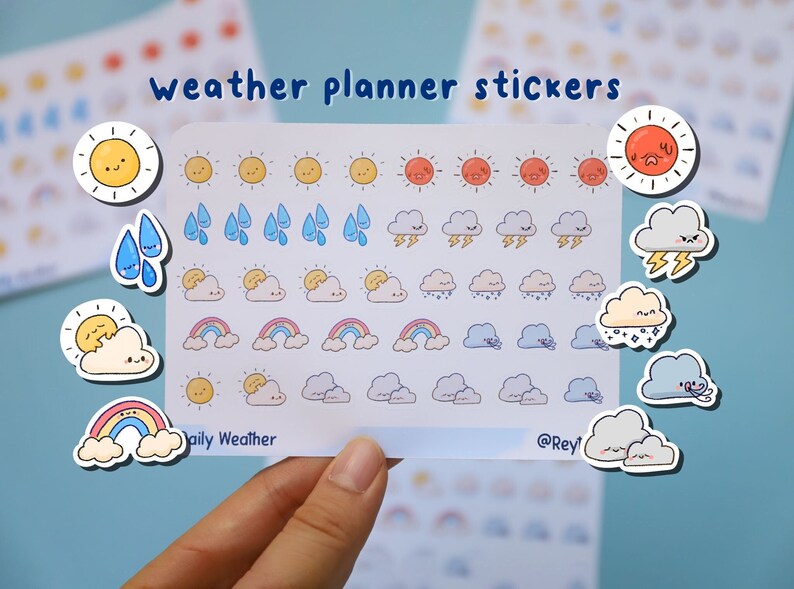 Cute Weather Sticker Sheet Weather Tracker Cute Planner - Etsy