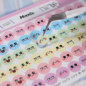 54 Circle Mood Tracker Sticker Sheet |emotion Reaction Stickers,journal ...