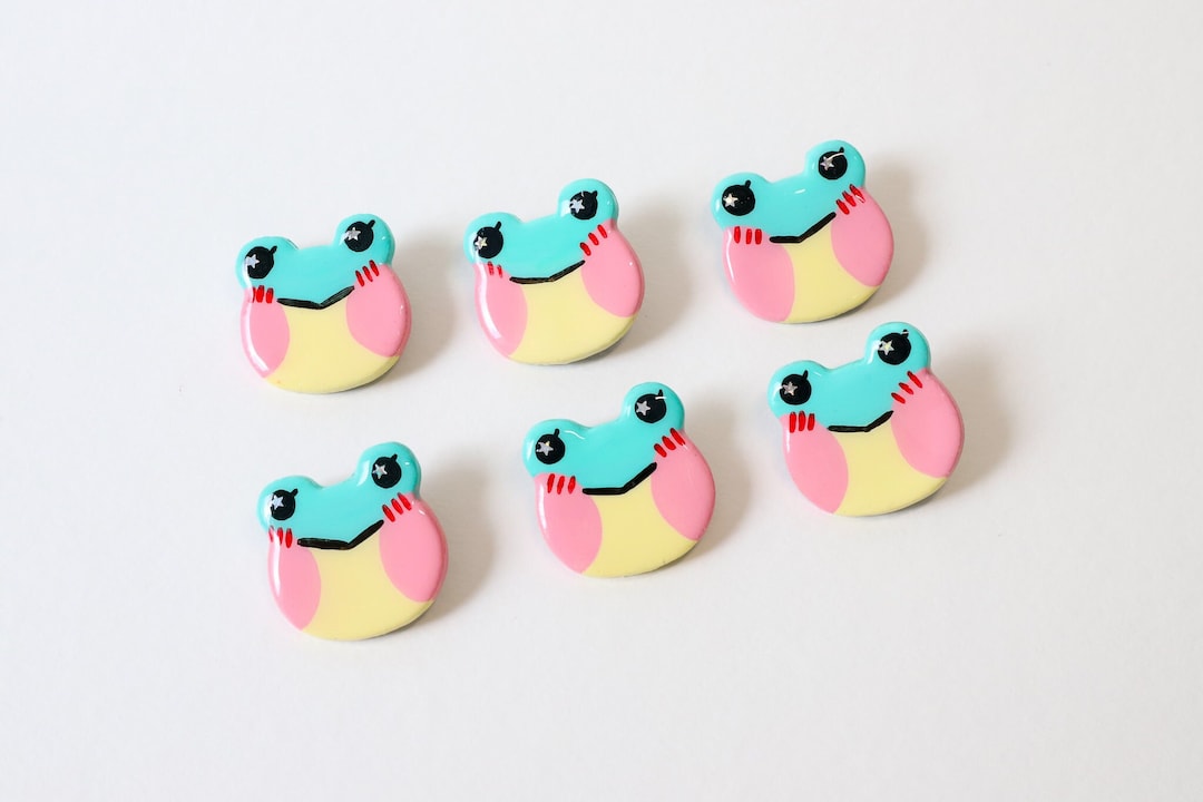 Cute Frog Clay Pin Lily Pin, ACNH Clay Badge, Frog Pins, Handmade Clay ...