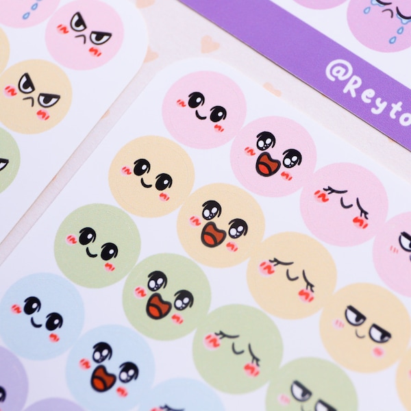Emotion Faces Printable Stickers - Etsy