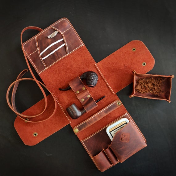 Leather Pipe Pouch Triple Pipe Bag Handmade Tabacco Case 3 - Etsy