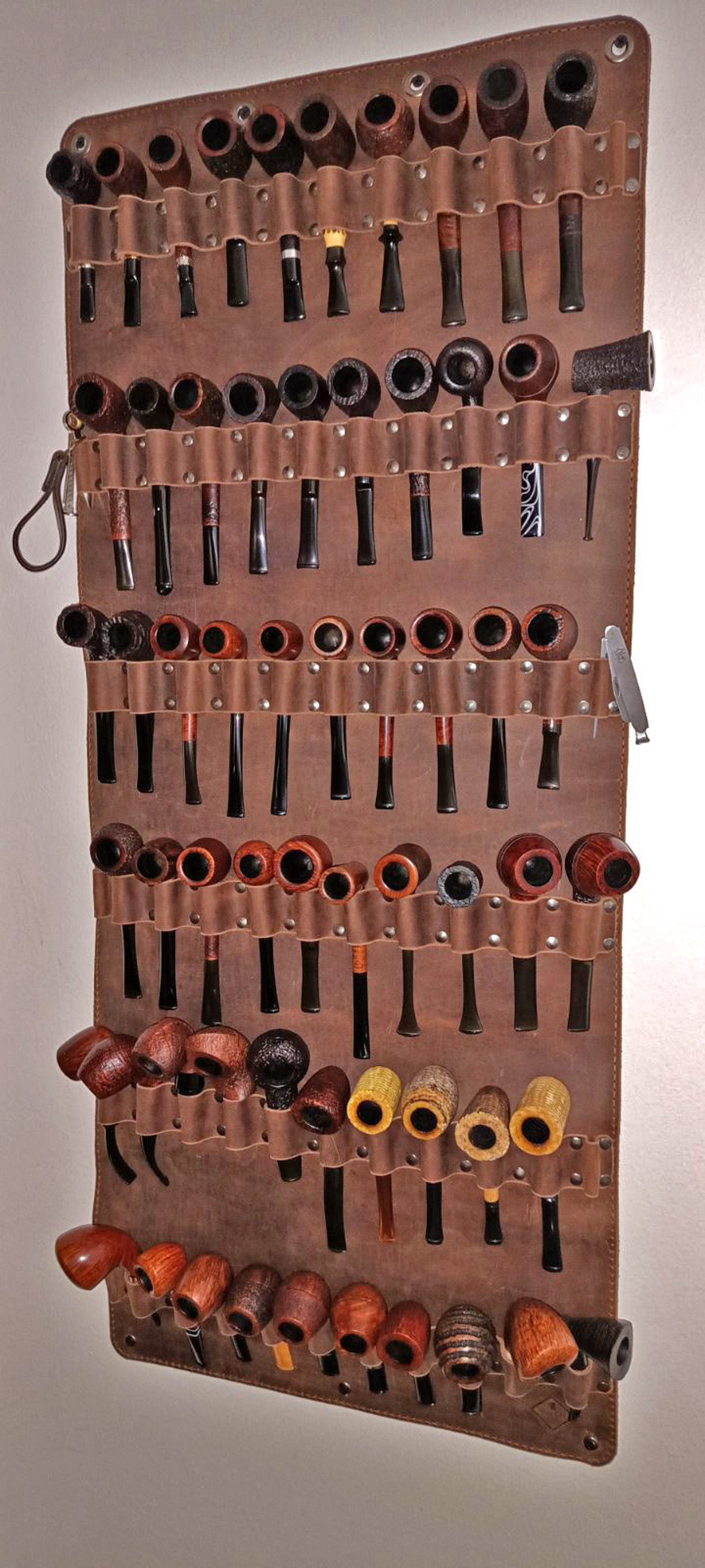 Smoking Pipe Holder Leather Wall Pipe Hanger Wall Mount Organizer for ...