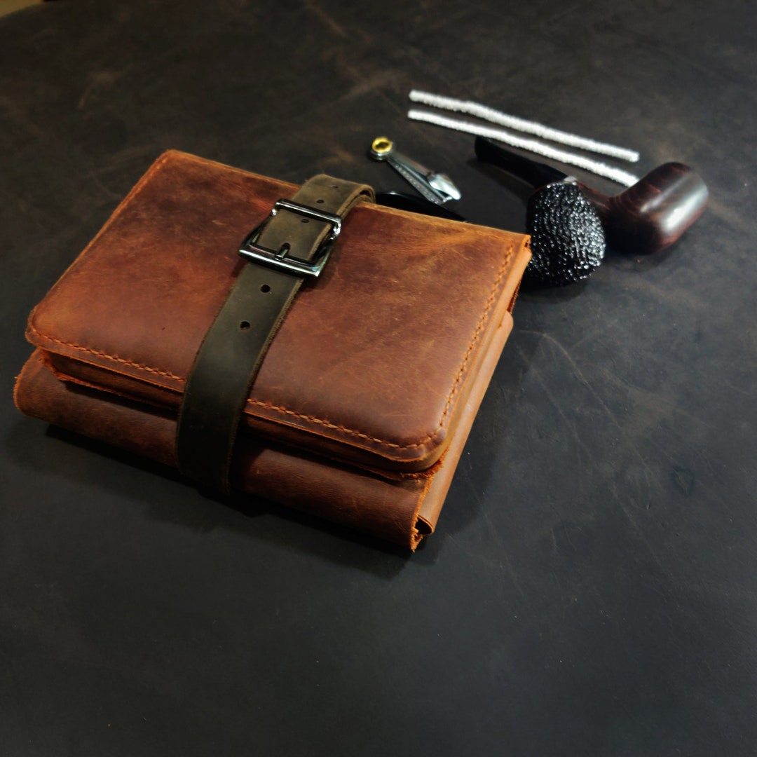 Leather Pipe Pouch Triple Pipe Bag Handmade Tabacco Case 3 Smoking ...
