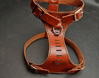 Small Dog Harness, Leather Dog Harness, Gray Dog Harness, Handmade Dog ...