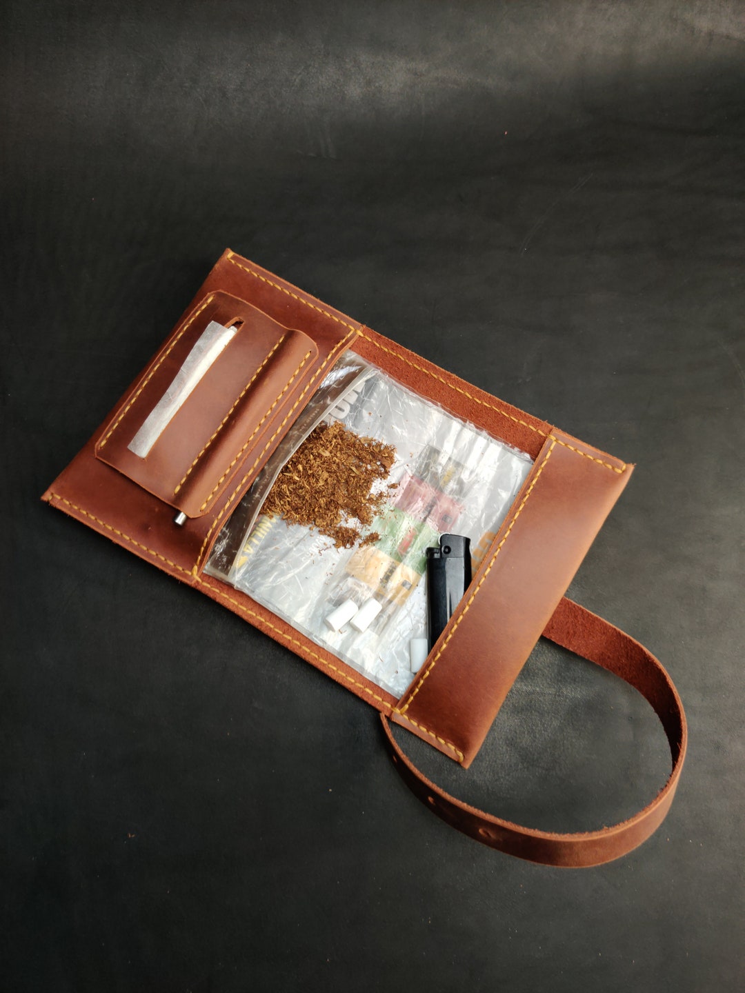 Leather Tobacco Pouch Pipe Pouch Handmade Tobacco Case Cigarette Bag ...