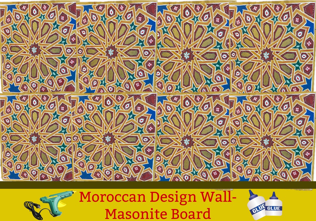 Set of 4 DIY Moroccan Masonite Wood Wall-paper Square Board, 39.350cm ...
