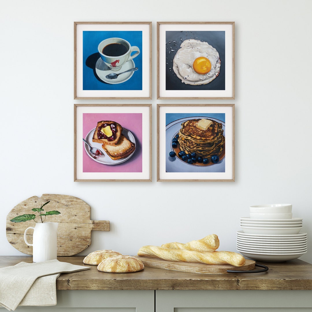 Set of 4 Breakfast Art Print Digital Downloads From Original Paintings ...