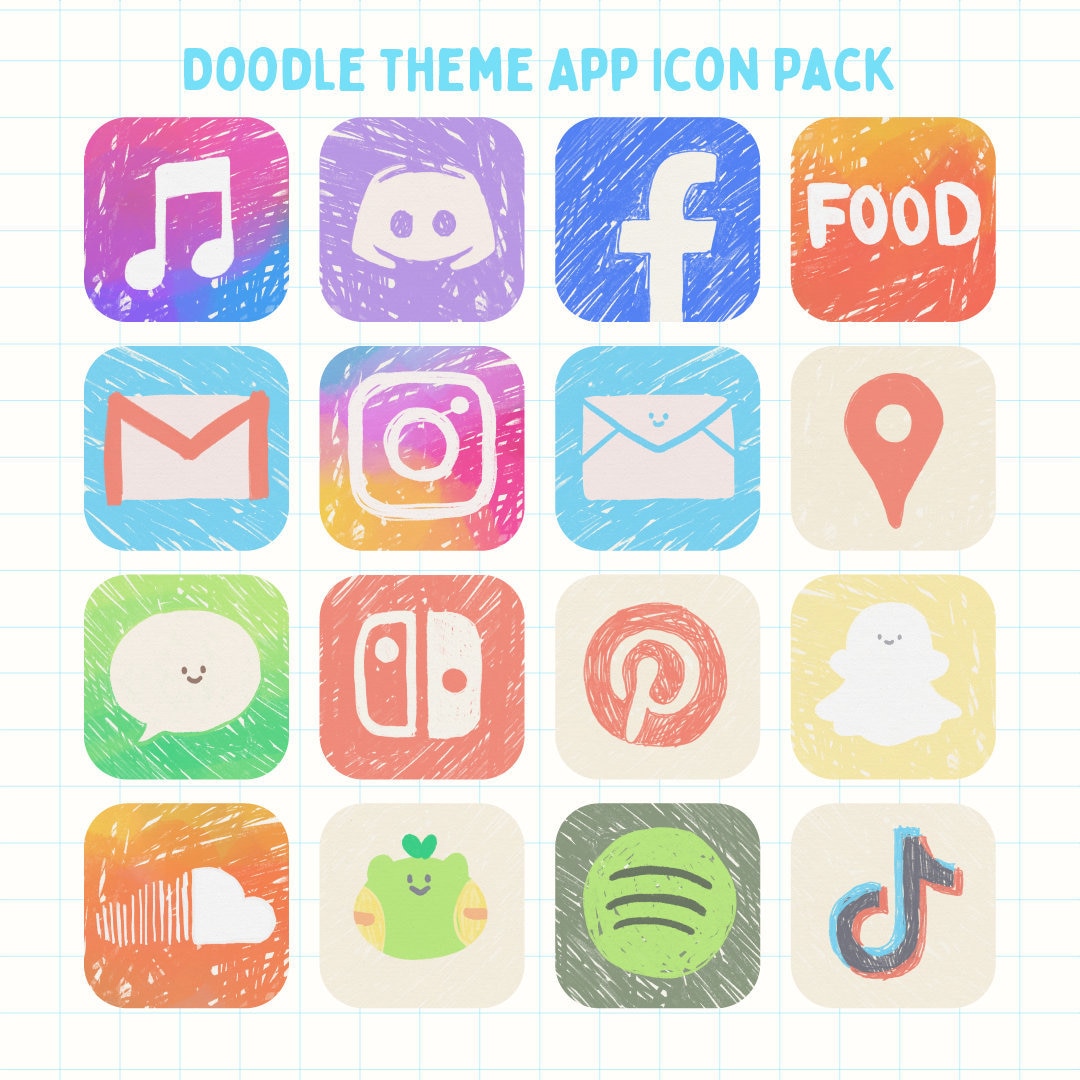 Doodle Theme - App Icons - Etsy