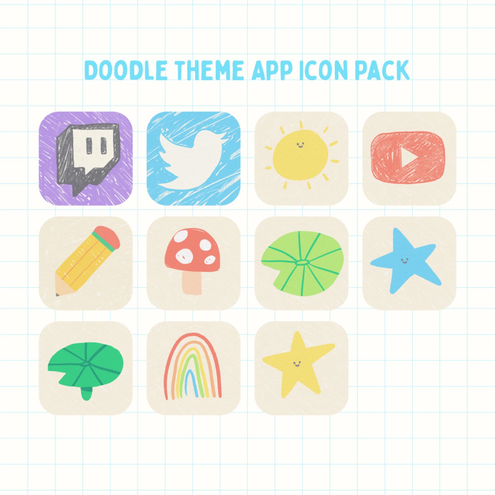 Doodle Theme - App Icons - Etsy