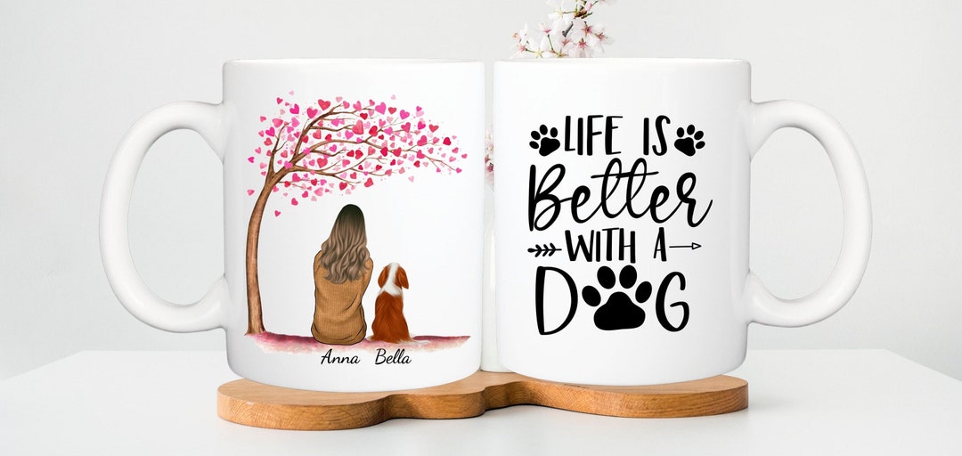 Personalised Dog Mug, Girl and Dog, Woman and Dog Mug, Dog Mum, Fur ...