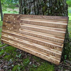 Wood Flag, 2nd Amendment, Torched, Wood Sign, 3D, CNC, Gift, Natural ...