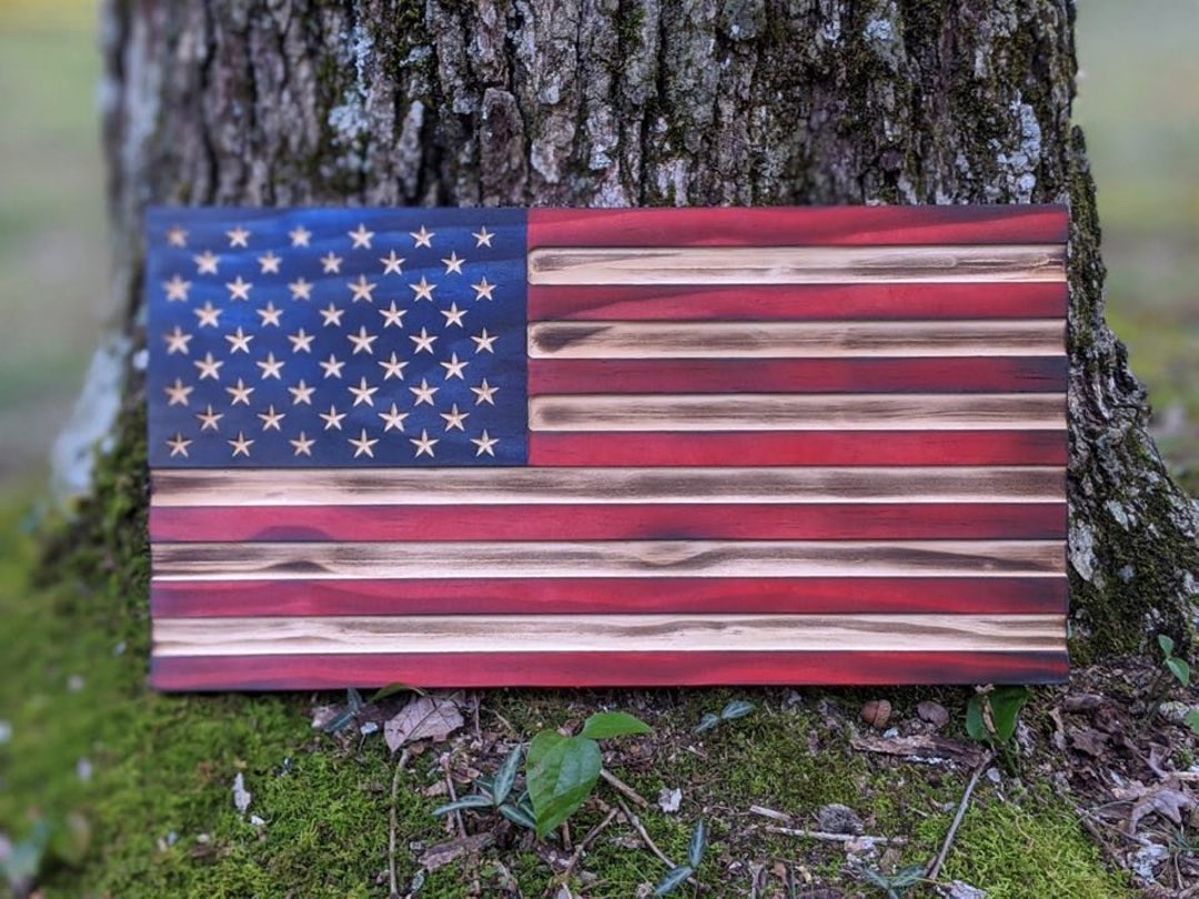 Red White & Blue, Wood Flag, Wood Sign, 3D, CNC, Gift, Patriotic ...