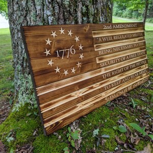 Wood Flag, 2nd Amendment, Torched, Wood Sign, 3D, CNC, Gift, Natural ...