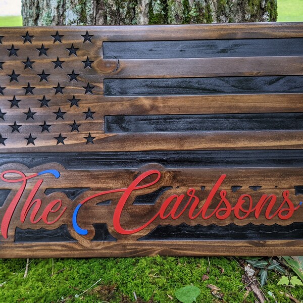 Personalized Wood Last Name Flag - Etsy