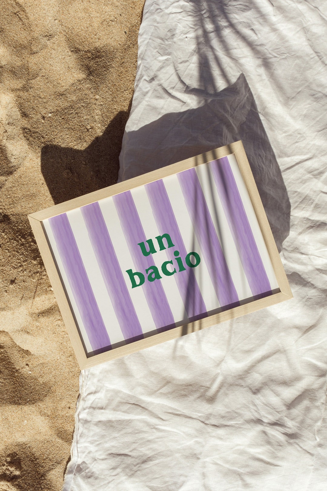 Purple Stripes 'un Bacio' Italian Art Print & Postcard - Etsy