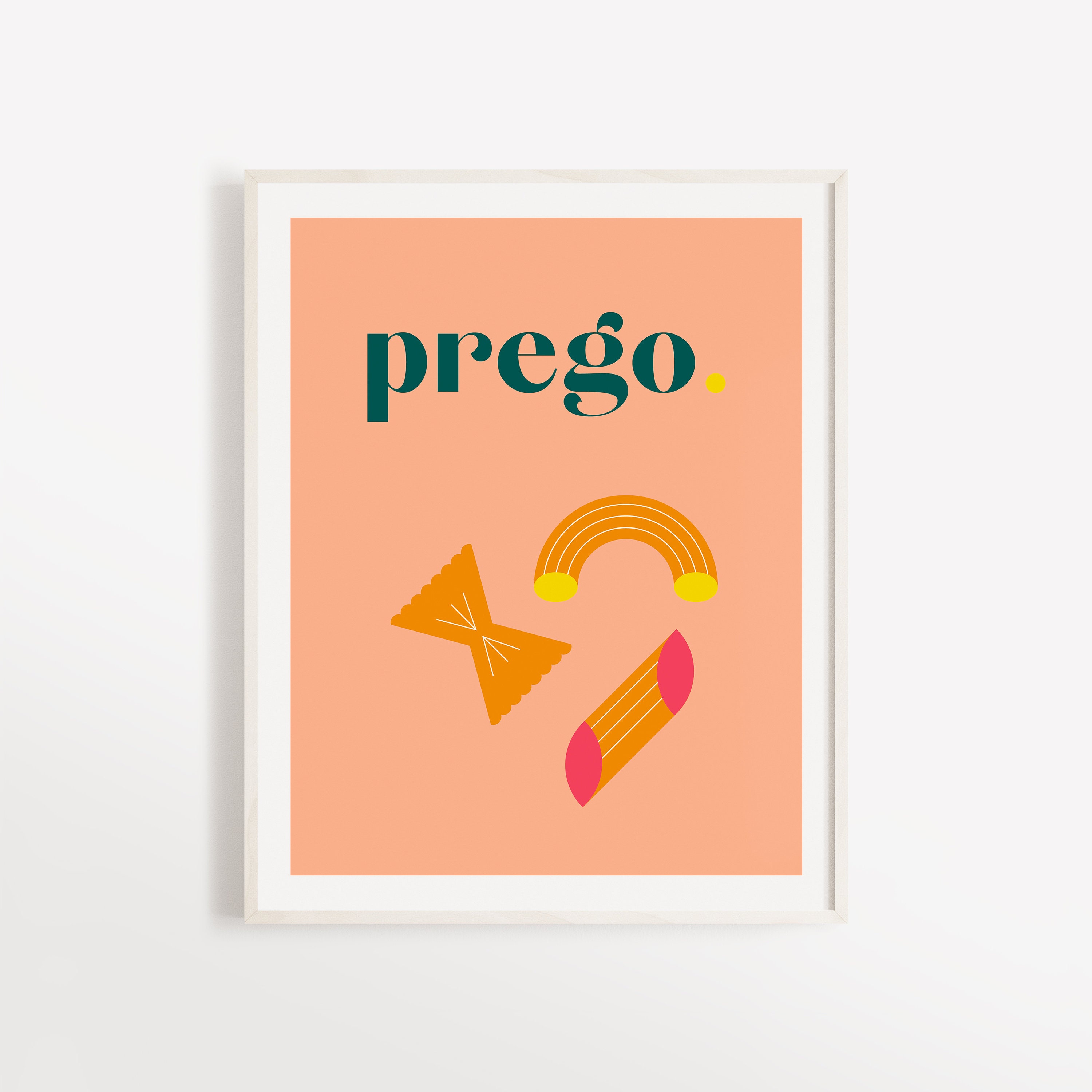 Pink Prego Pasta Art Print: Italian Kitchen Decor - Etsy