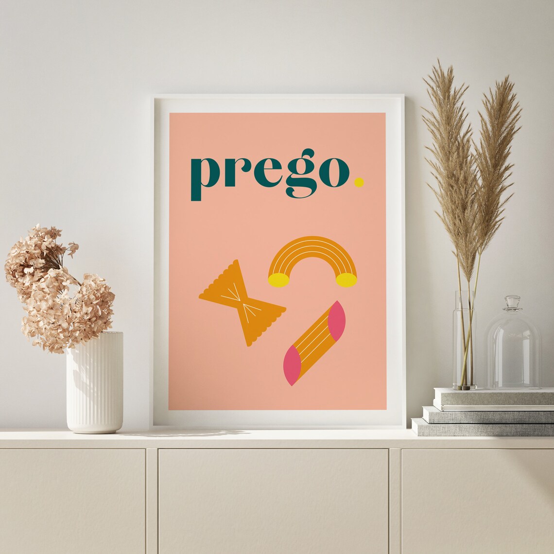 Pink Prego Pasta Art Print: Italian Kitchen Decor - Etsy